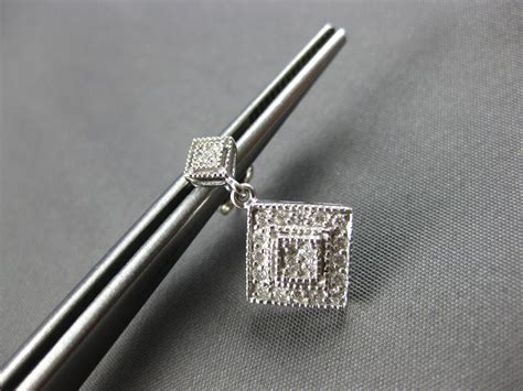 33ct Diamond 14k White Gold Round Geometrical Filigree Square Hanging