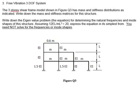 solved 3 free vibration 3 dof system the 3 storey shear
