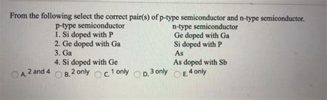 solved from the following select the correct pair s of