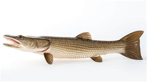 Alligator Gar On White Background Generative Ai Stock Illustration