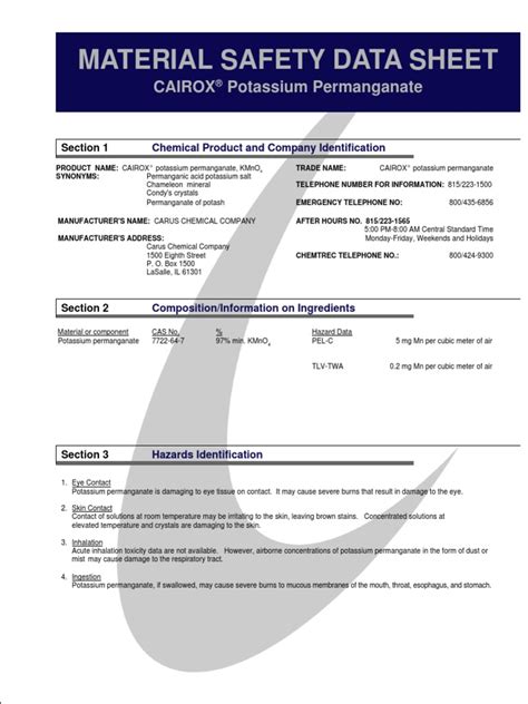 Potassium Permanganate Potassium Manganese