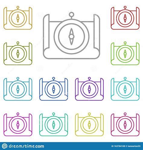 History Compass Map Multi Color Icon Simple Thin Line Outline Vector Of History Icons For Ui