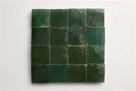 Zellige Tile Cindered Olive Green 4 Square Clé Zellige Tile Cle