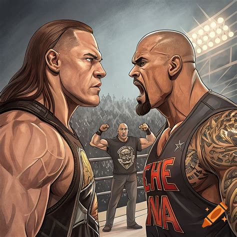 John Cena And The Rock In Wwe On Craiyon