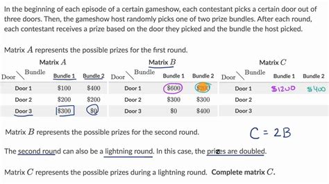 Using Matrices To Manipulate Data Game Show Matrices Precalculus Khan Academy