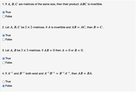Solved In This Problem Answer True Or False For Each Chegg