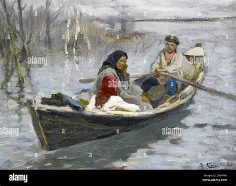 Степанов Алексей Степанович Пара в весельной лодке Русская школа Xix век Stepanov