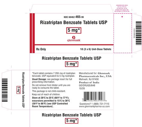 Dailymed Rizatriptan Benzoate Tablet