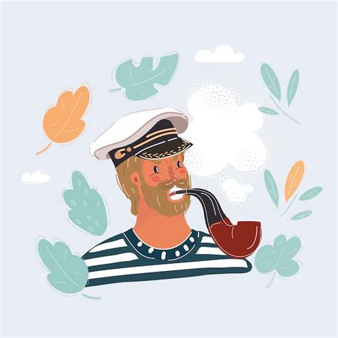 Premium Vector Vector Illustration Of Capitan Sailor Man With Tobaco