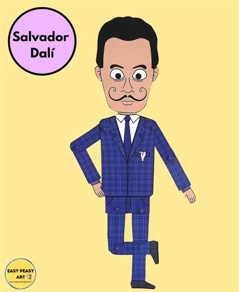 Salvador Dali Printable Paper Doll Famous Artists Cut Out Doll Art