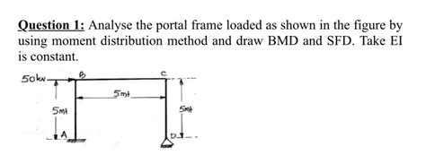 Question 1 Analyse The Portal Frame Loaded As Shown