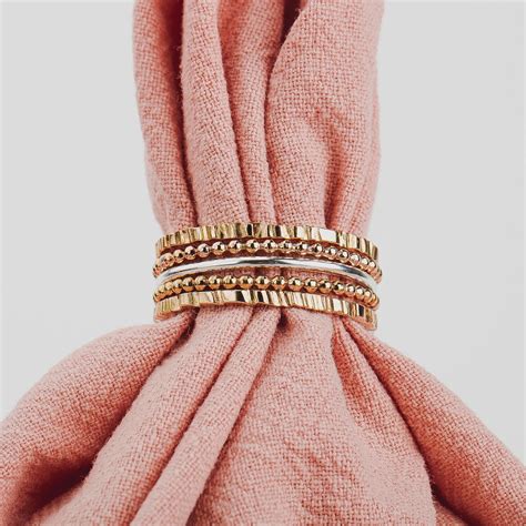 The Riley Stack Set Of 5 Stacking Rings Rugged Dot Smooth Stacka Melanie Golden Jewelry