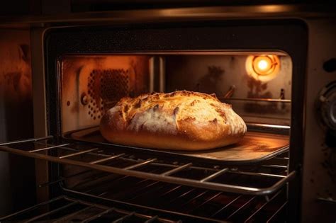 Premium Ai Image Bread Baking In Oven With Golden Crust And Warm