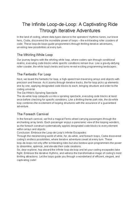 The Infinite Loop De Loop These Loop De Loops Guide Programmers Through Thrilling Iterative