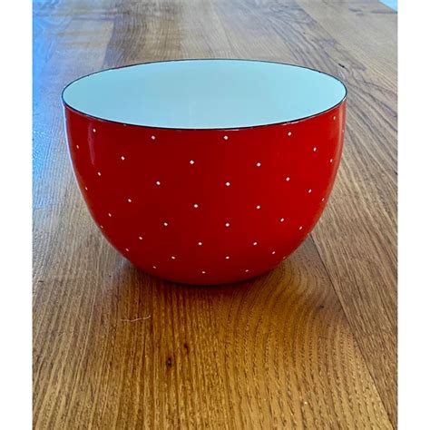 Mid Century Ampleur Ejiry Red And White Enamel Bowl Chairish