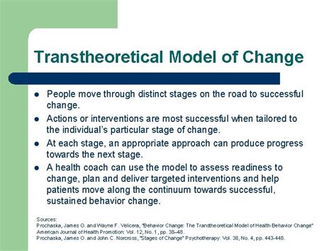 Facilitating Behavior Change Applying Prochaskas Transtheoretical Model Bev