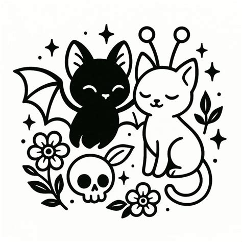 🌸💀 Doom And Bloom Vibes 💀🌸 Shadow The Catbat And Taffy The Alien Kitty