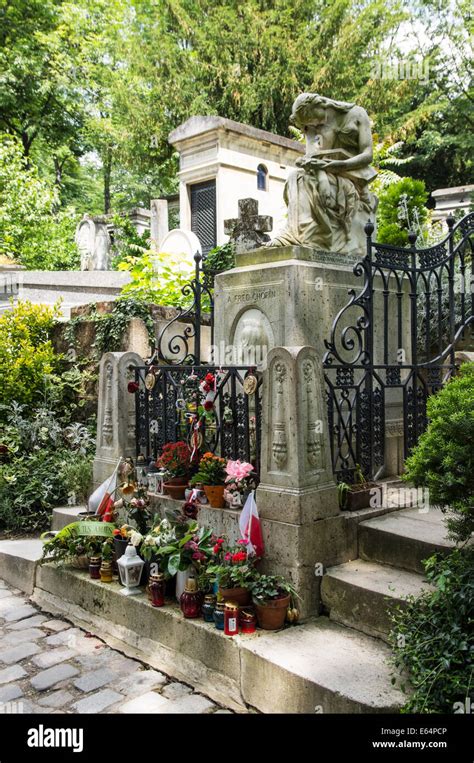 Tomb Of Polish Composer Frederic Chopin In Pere Lachaise Cemetery Paris