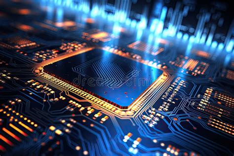 Technology Background With Macro Image Of Microchip Circuit Stock Illustration Illustration Of