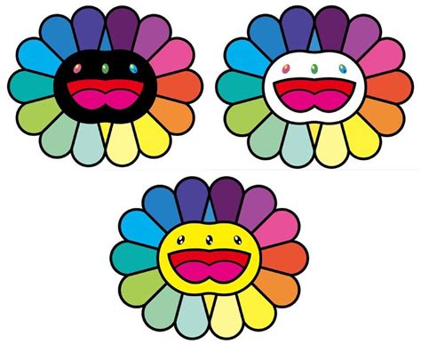 Takashi Murakami Set Of Three Multicolor Doubleface Silkcreen Prints By Takashi Murakami