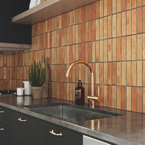 Rectangular Terracotta Matte Tile Texture Light Orange Poliigon