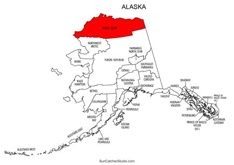 Alaska Boroughs Map Printable State Map With County Lines Free