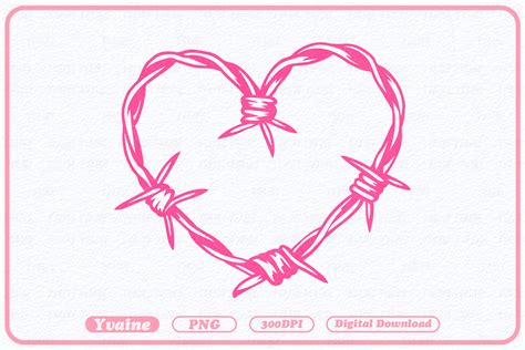Valentines Pink Barbed Wire Heart Png Graphic By Yvaine · Creative Fabrica