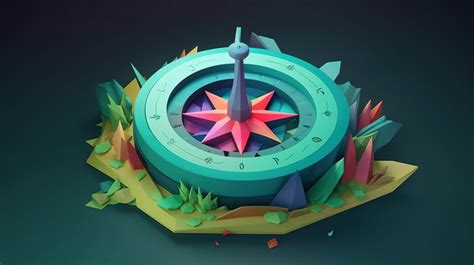 Low Poly Compass Icon In 3d Cartoon Style Backgrounds  Free