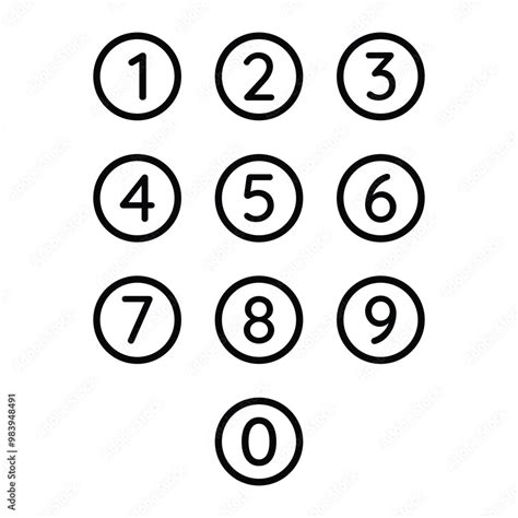 Number Symbol Vector Icon Set Numbers In Circle Pictogram Collection