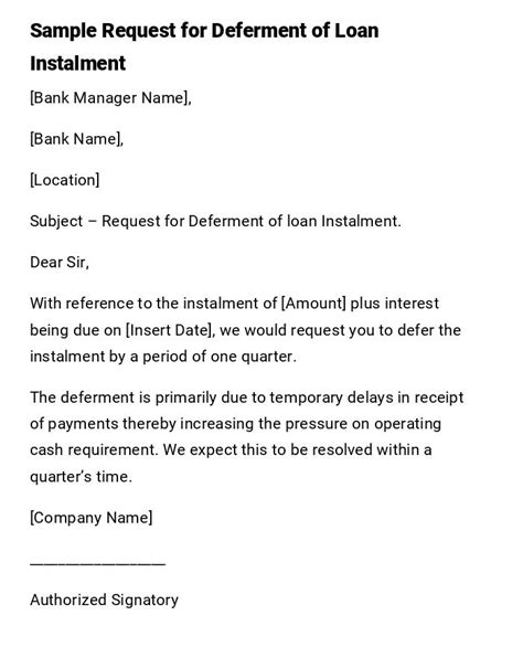 Sample Request For Deferment Of Loan Instalment