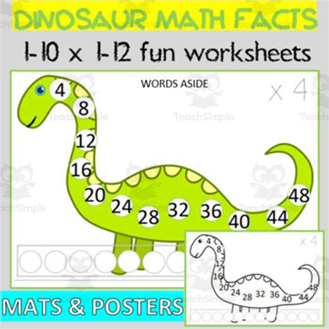 Dinosaur Math Facts Multiplication Repeated Addition Worksheets Mats