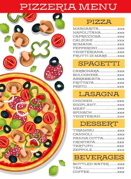 Free Vector Pizza Menu Template