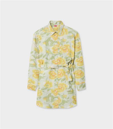 Kenzo Kimono Sleeve Shirt Dress In Cotton Linen Dstore Egypt