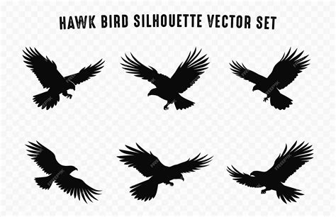 Premium Vector Set Of Flying Hawk Bird Vector Silhouettes Hawk Birds