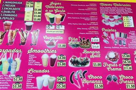 Online Menu Of La Michoacana Paleteria Y Neveria Restaurant Paramount