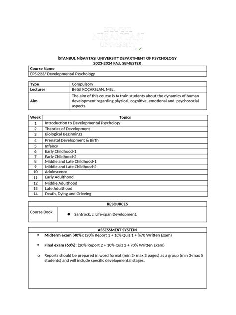 Epsi223 Developmental Psychology Syllabus Pdf
