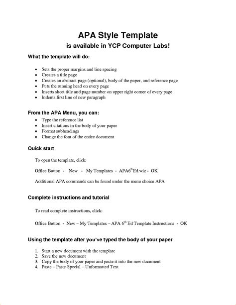 Apa Format Apa Outline Template