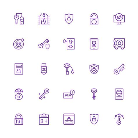 Password Design Icons Featuring 25 In Medium Stroke Outline Style Icon Set For Apps 70734440