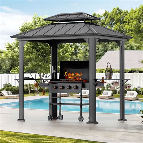 6 X 8 Aluminum Grill Gazebo With Modern Shade Design Equipped With