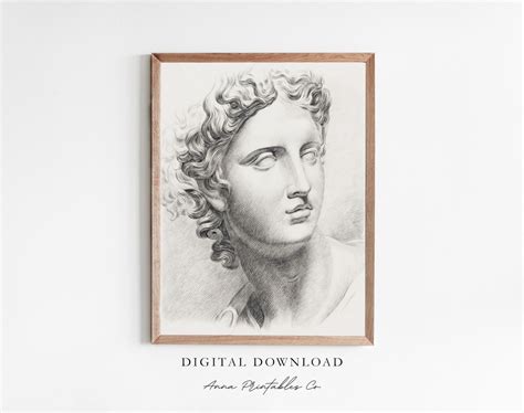 Classical Sketch Antique Greek Bust Drawing For Digital Download