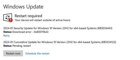 Windows Update Kb5034441 Download Error Should I Retry Or Restart