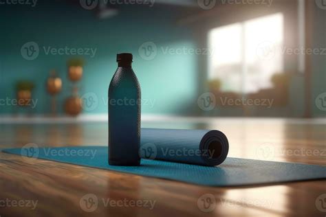 Ai Generativo Desenrollado Yoga Estera En De Madera Piso En Moderno Aptitud Centrar O A Hogar