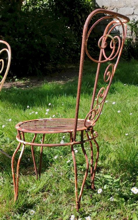 2 Anciennes Chaises De Jardin Ancien Mobilier Jardin Extérieur Ancien Vintage Blanc Fer Vendu