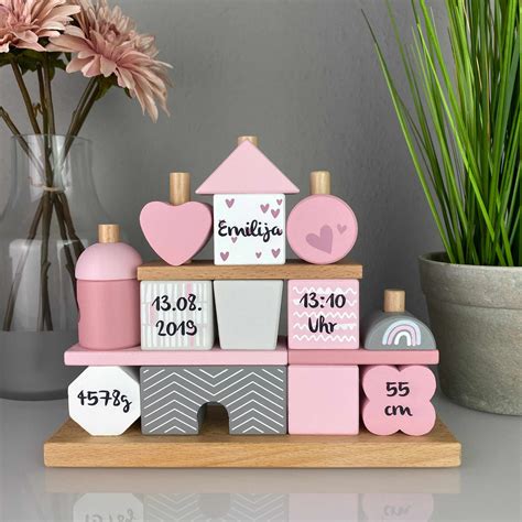 Stapel Und Steckspiel Haus Rosa Bedruckt Personalisierbar In 2020