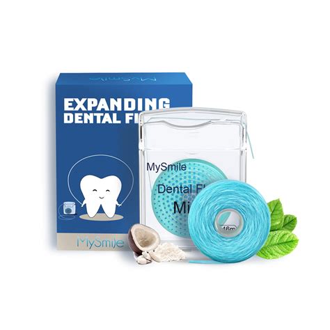 Mysmile 50yd Expanding Deep Clean Cool Mint Waxed Dental Floss Picks
