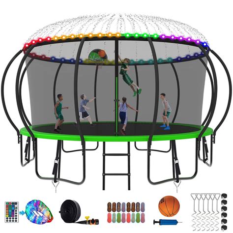 Kumix 15ft Trampoline 1500lbs Capacity Outdoor Set With Safety Enclosure Basketball Hoop