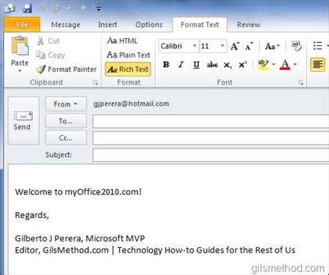 How To Change The Default Email Format In Outlook 2010