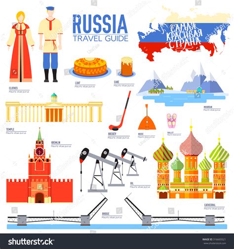 Russia Architecture People Culture Icons Background Concept лицензируемые стоковые векторные
