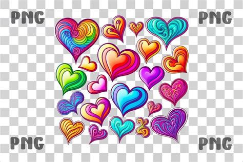 Valentines Hearts Png Colorful Graphic By Digital Delicacy · Creative