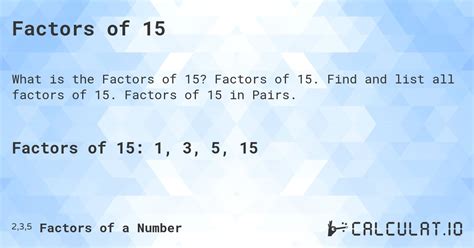 Factors Of 15 Calculatio